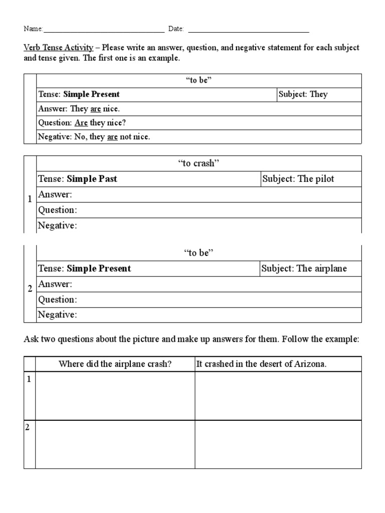 Verb Tense Practice Activity | PDF | Language Arts & Discipline