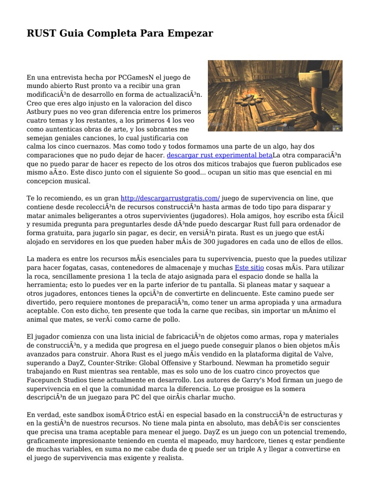 RUST Guia Completa para Empezar | PDF | Videojuegos | Ocio