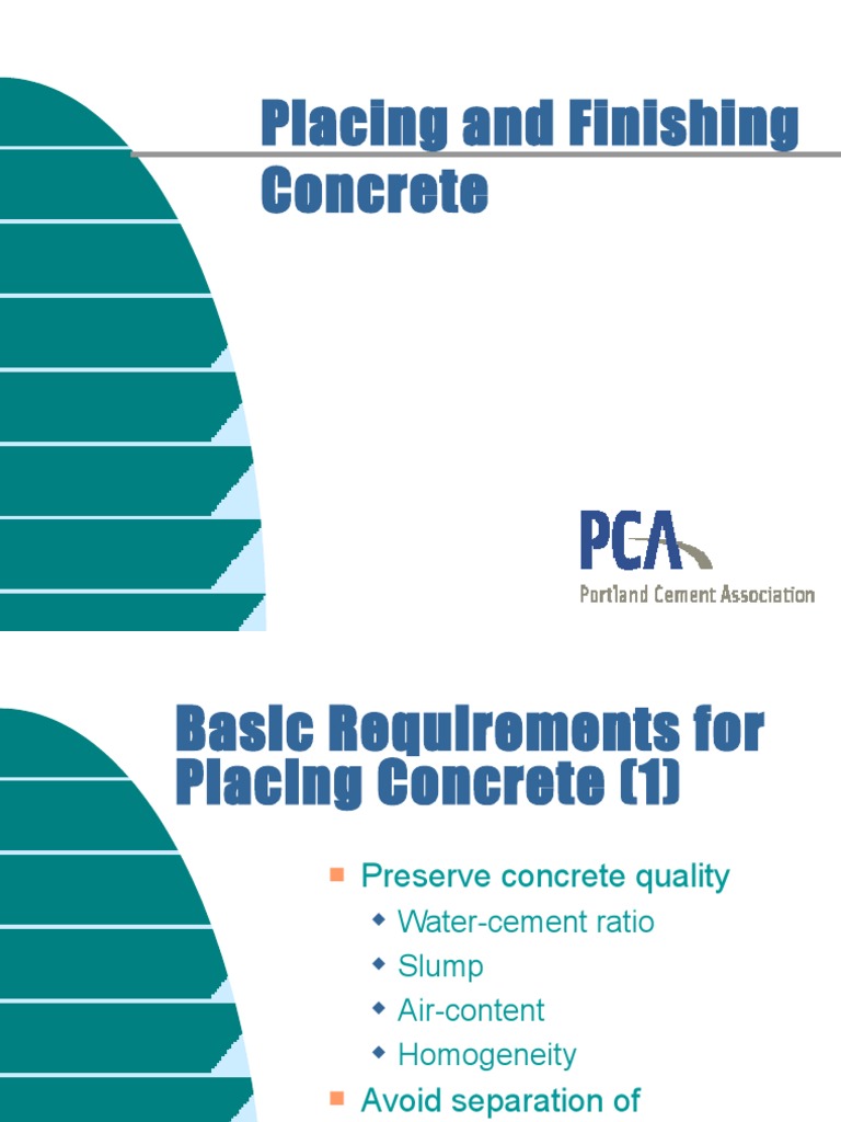Concrete Placement and Finishing Guide | PDF | Concrete | Cement