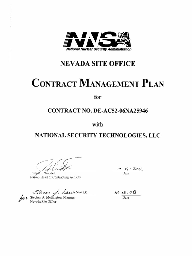 Contract Management Plan | PDF | Business | Energy And Resource