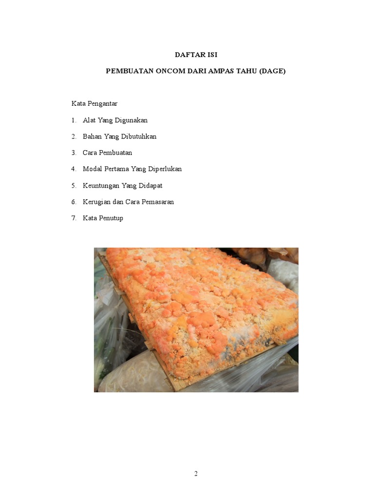 Alat Yang Digunakan Dalam Proses Pembuatan Oncom Dari Ampas Tahu | PDF ...