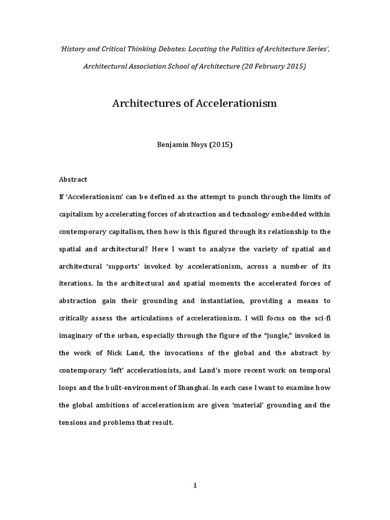 Architectures of Accelerationism Text | PDF | Abstraction | Capitalism