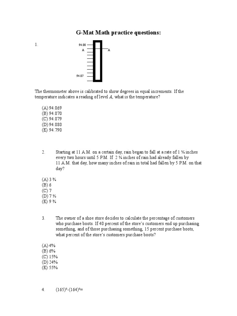 GMAT Practice Questions | PDF | Standard Deviation | Percentage