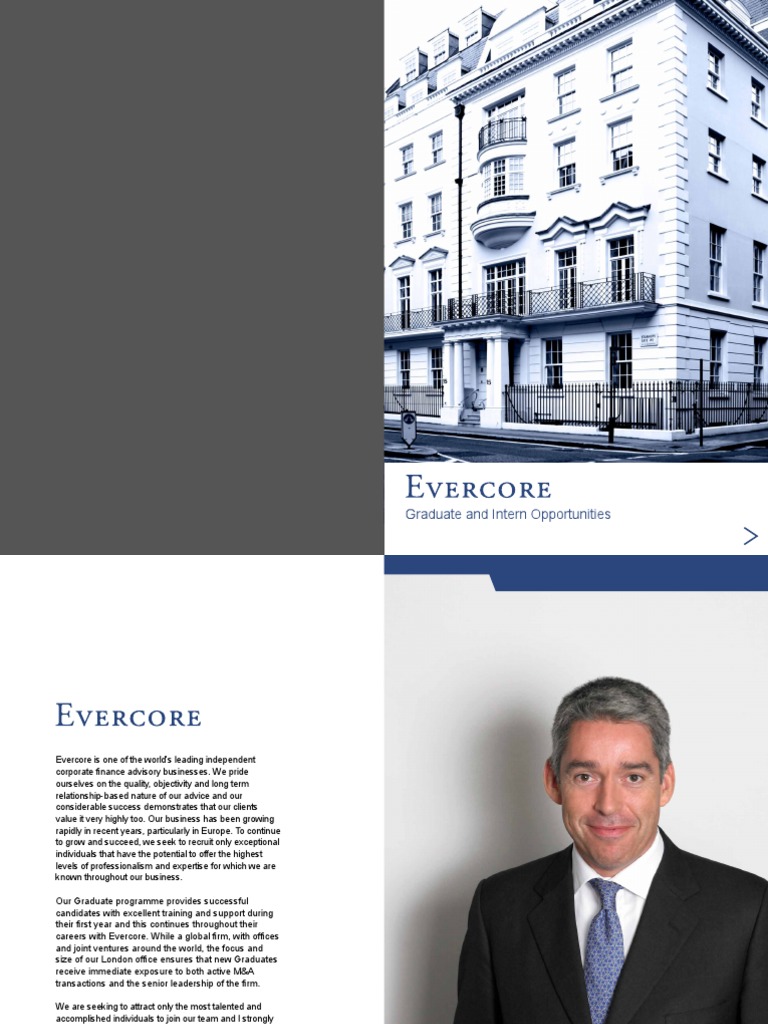 Evercore Graduate Brochure | PDF | Mergers And Acquisitions ...