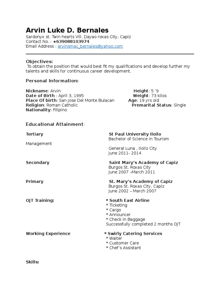 Arvin Luke D. Bernales: Objectives | PDF | Career & Growth | Wellness
