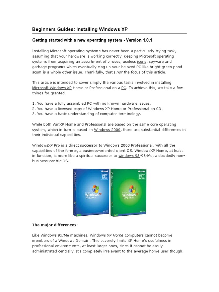 Windows XP Installation Guide for Beginners | PDF | Windows Xp ...