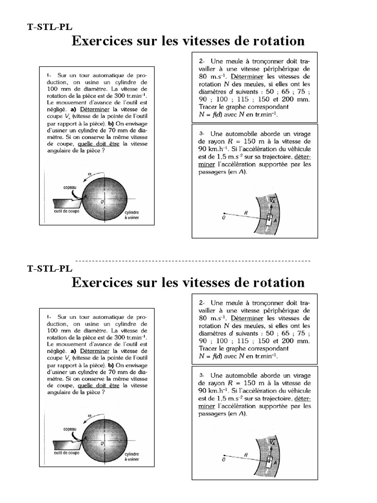 Exercices-Sur Les Vitesses de Rotation | PDF | Mouvement de rotation ...