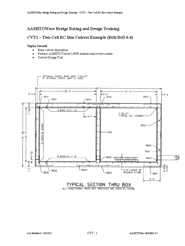 4 CVT1 Two Cell RC Box Culvert Example | PDF | Double Click | Engineering