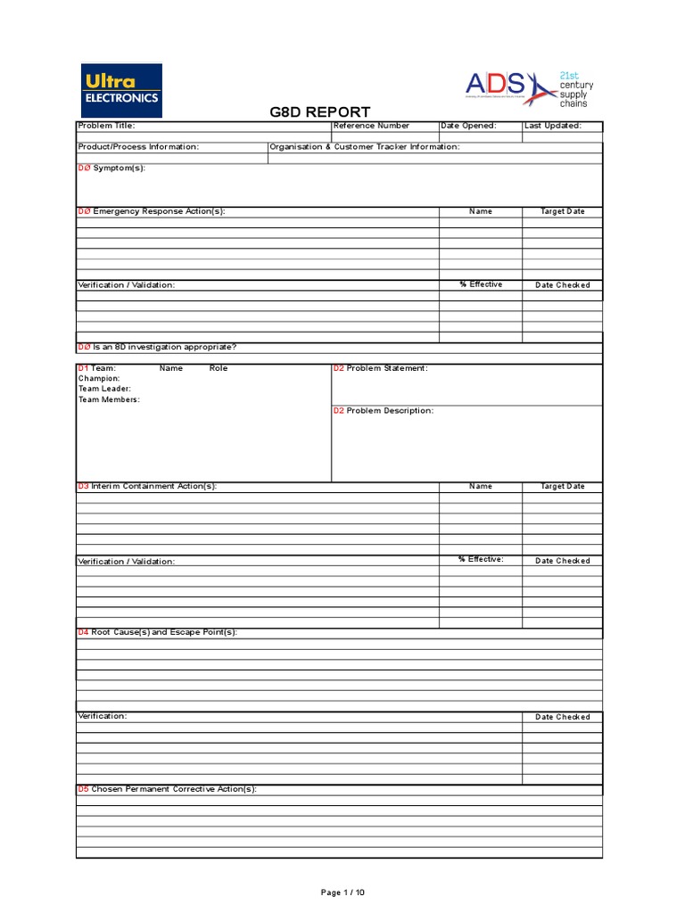 G8D Root Cause Analysis Template | PDF | Cognition | Business
