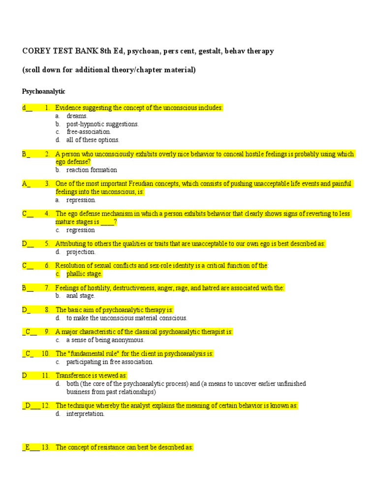 Theory and Practice - Corey Study Guide | PDF | Rational Emotive ...