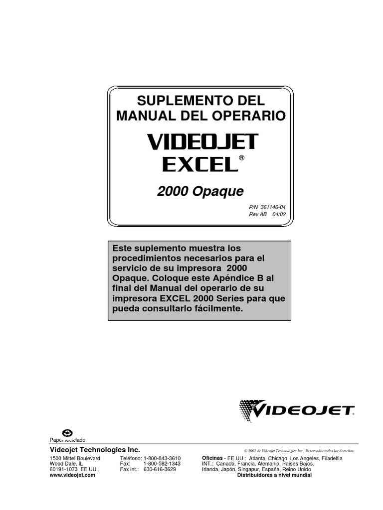 Manual de Operario Videojet 2000 | Descargar gratis PDF | Impresora ...