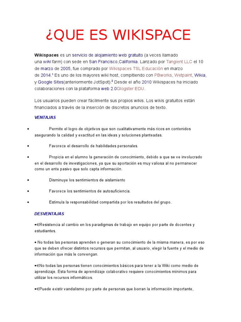 Que Es Wikispace | PDF | Wiki | Conocimiento