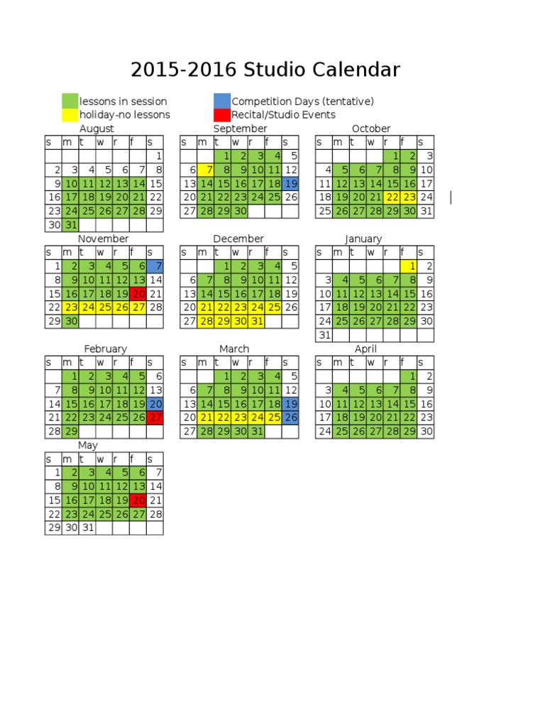 Yearly Calendar 15-16 | PDF