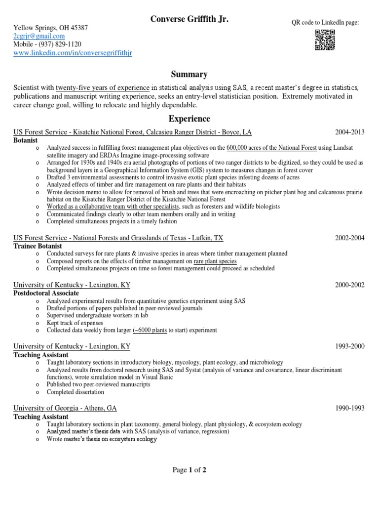Entry-Level Statistician Resume | PDF | Logistic Regression ...