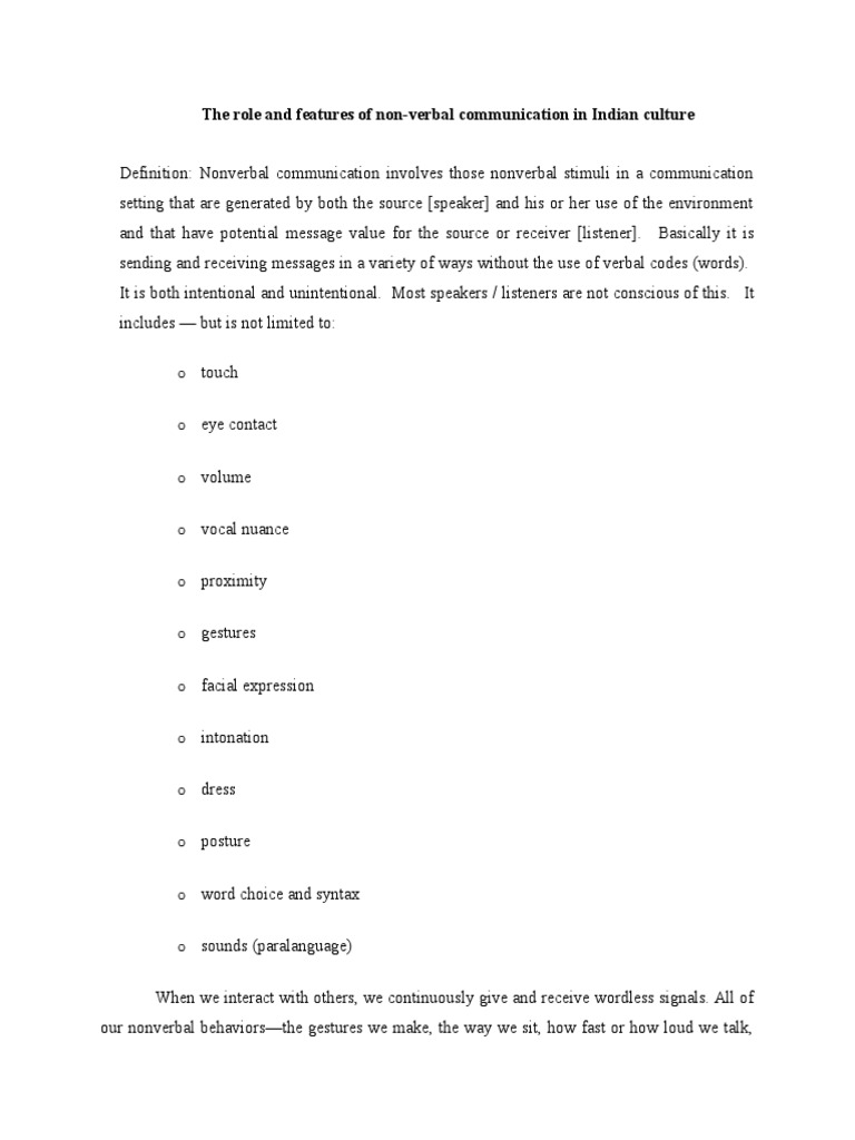 Role of non-verbal communication in India | Nonverbal Communication ...