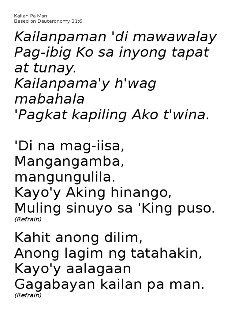 Kailan Pa Man Lyrics | PDF