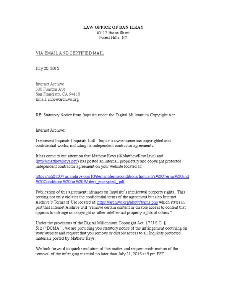 Inquisitr: Copyright Infringement Notices | PDF | Digital Millennium ...