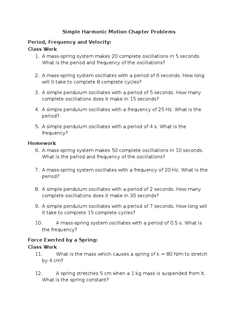 Simple Harmonic Motion Chapter Problems 2013-07-11 | PDF | Pendulum ...