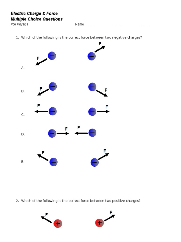 Electric Charge Forces MCQs | PDF | Electric Charge | Electrostatics