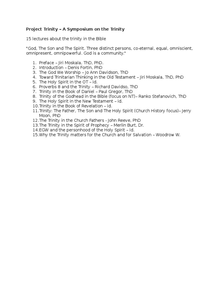 Project Trinity Notes | PDF | Trinity | God The Father