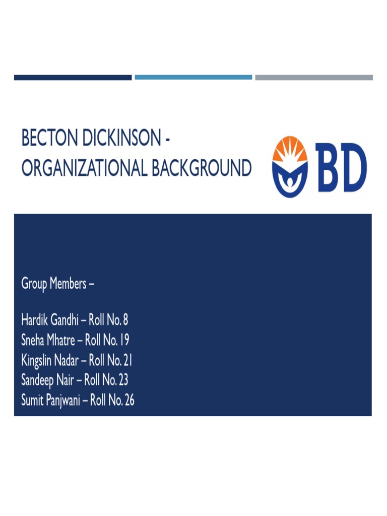 Becton Dickinson - Orgnaisational Background | PDF | Business | Wellness