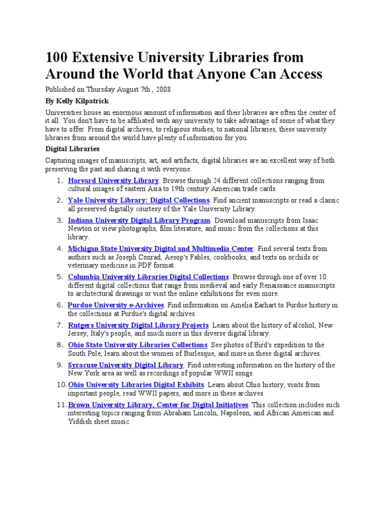 100 Libraries From Around The World | PDF | Libraries | Digital Library