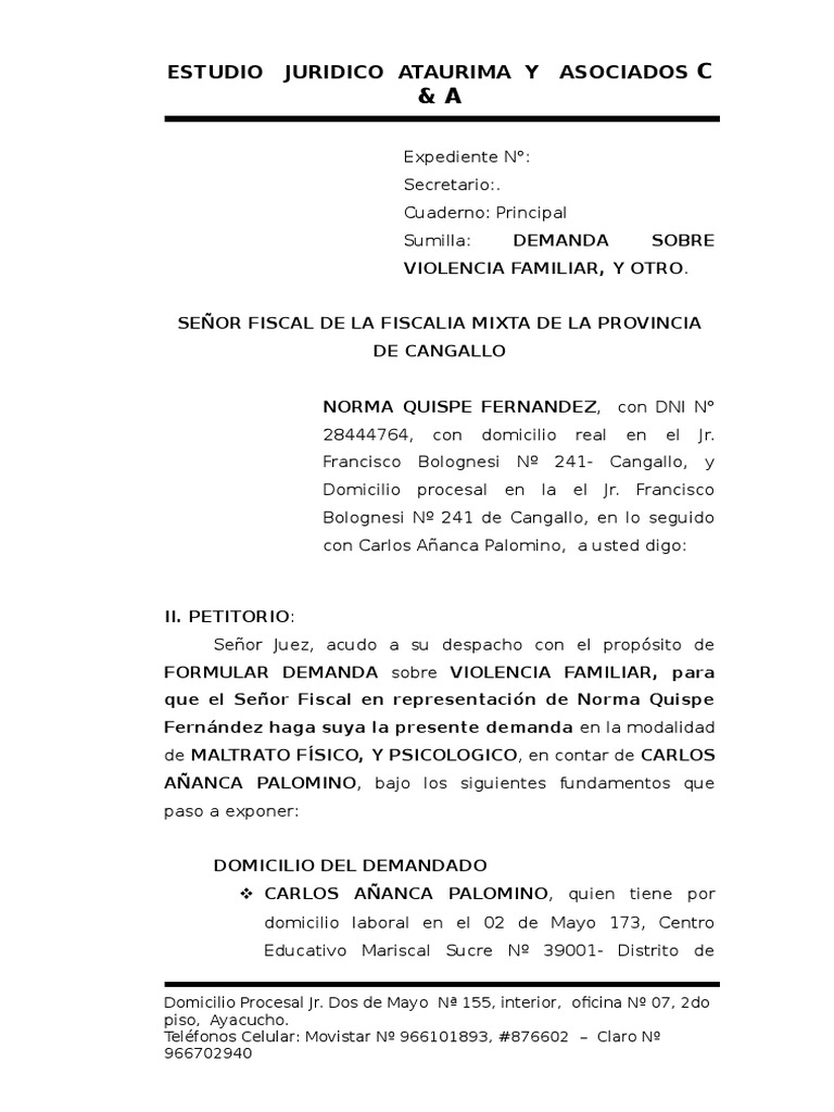 Demanda de Violencia Familiar | Domestic Violence | Conflict (Process)