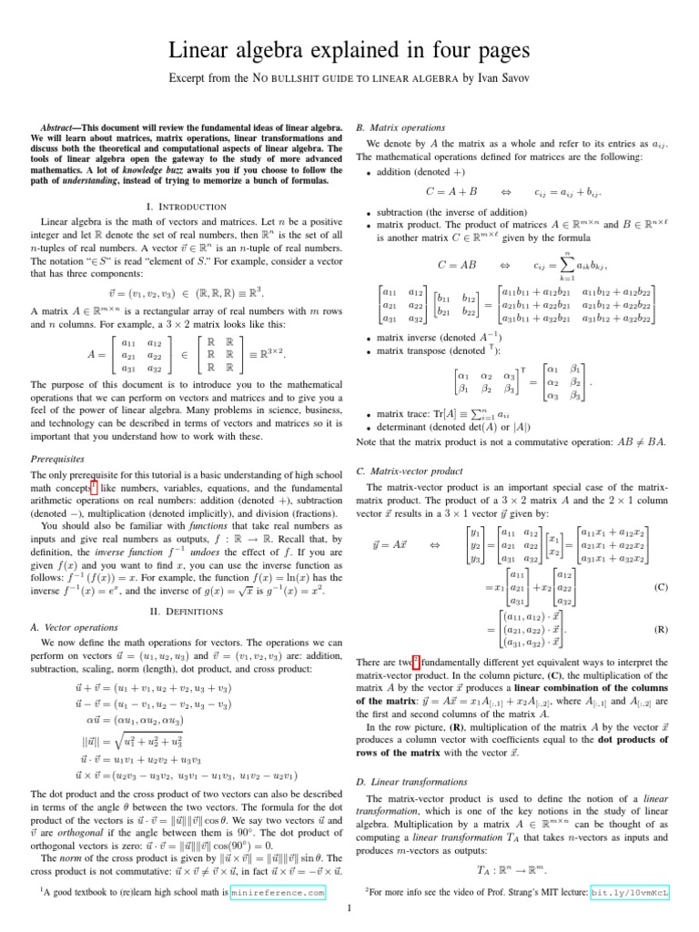 Fundamentals of Linear Algebra | PDF | Matrix (Mathematics ...