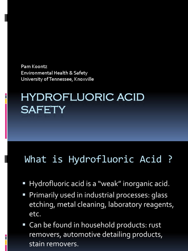A Comprehensive Guide to Hydrofluoric Acid Safety | PDF | Fluoride ...