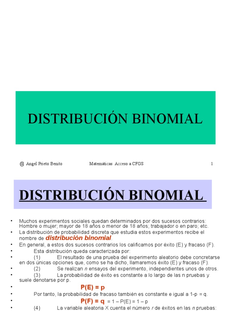 Distribucion Binomial PPT 20325 | PDF