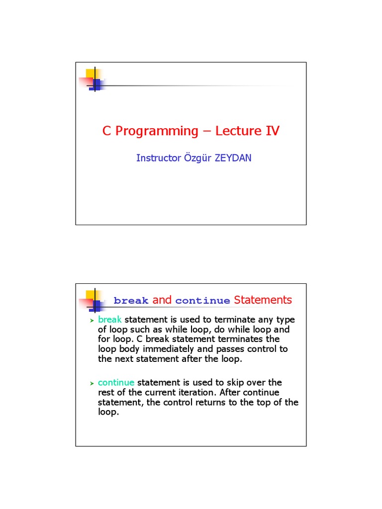 C Programming Lecture Iv Download Free Pdf Control Flow