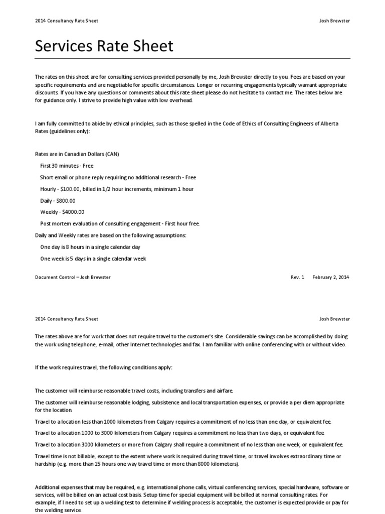 2014 Services Rate Sheet PDF | PDF | Fee | Per Diem