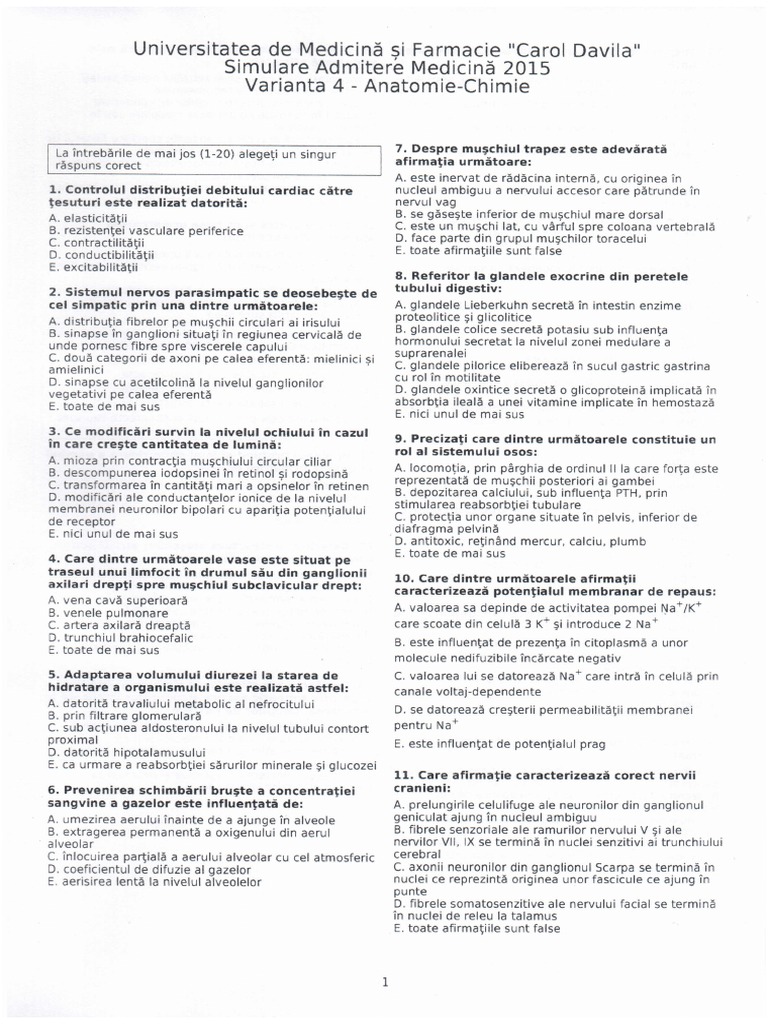 Simulare MG 2015 Bucuresti | PDF