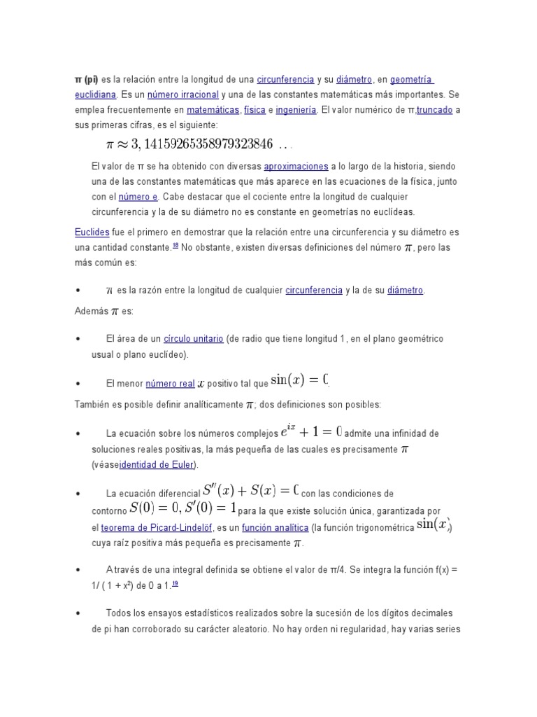 π DEFINICION | PDF | Pi | Conceptos matemáticos