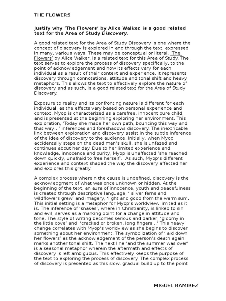 'The Flowers' by Alice Walker | PDF | Semiotics | Truth