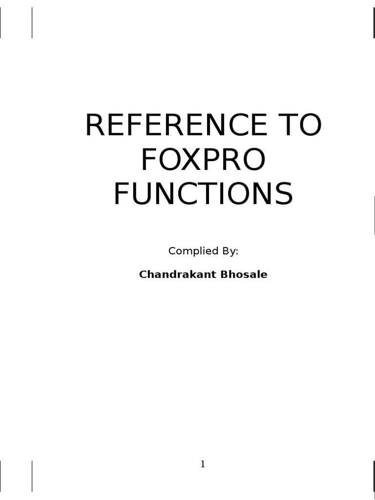Reference To Foxpro Functions | PDF | Division (Mathematics) | Subroutine