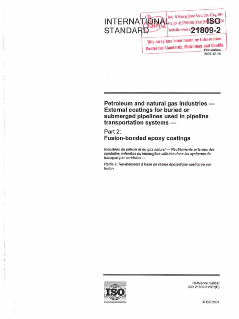 Iso 21809-2-2007 - Fbe | PDF | Computing And Information Technology