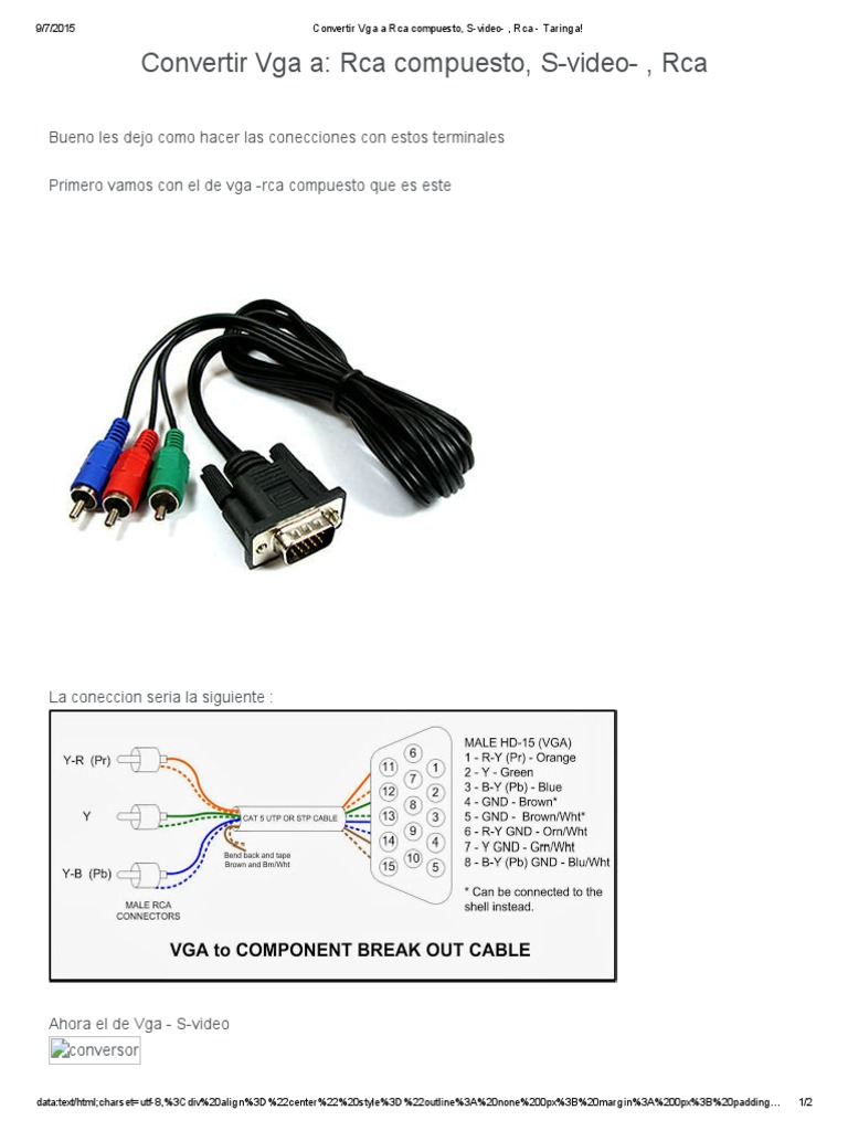 Convertir Vga A Rca Compuesto, S-Video-, Rca - Taringa! | PDF