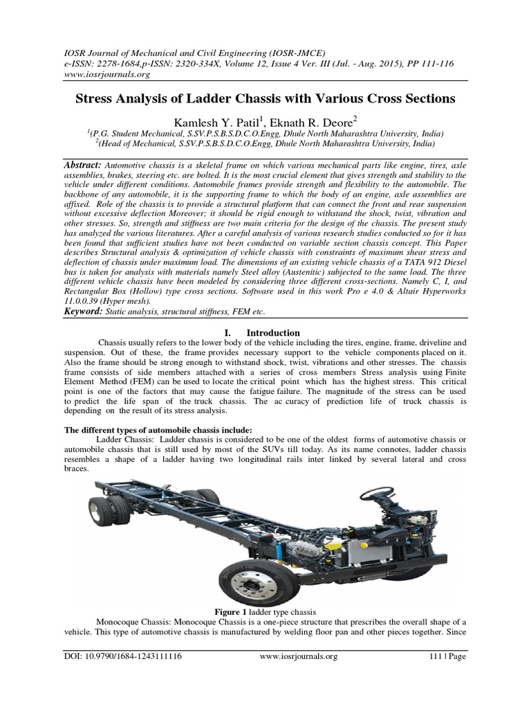 Stress Analysis of Ladder Chassis With Various Cross Sections | PDF ...