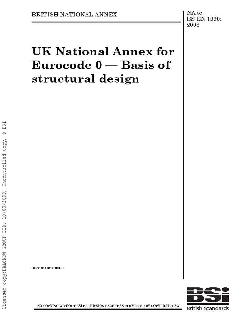 Eurocode 0 - Basis of Structural Design (UK Annex) | Standardization ...