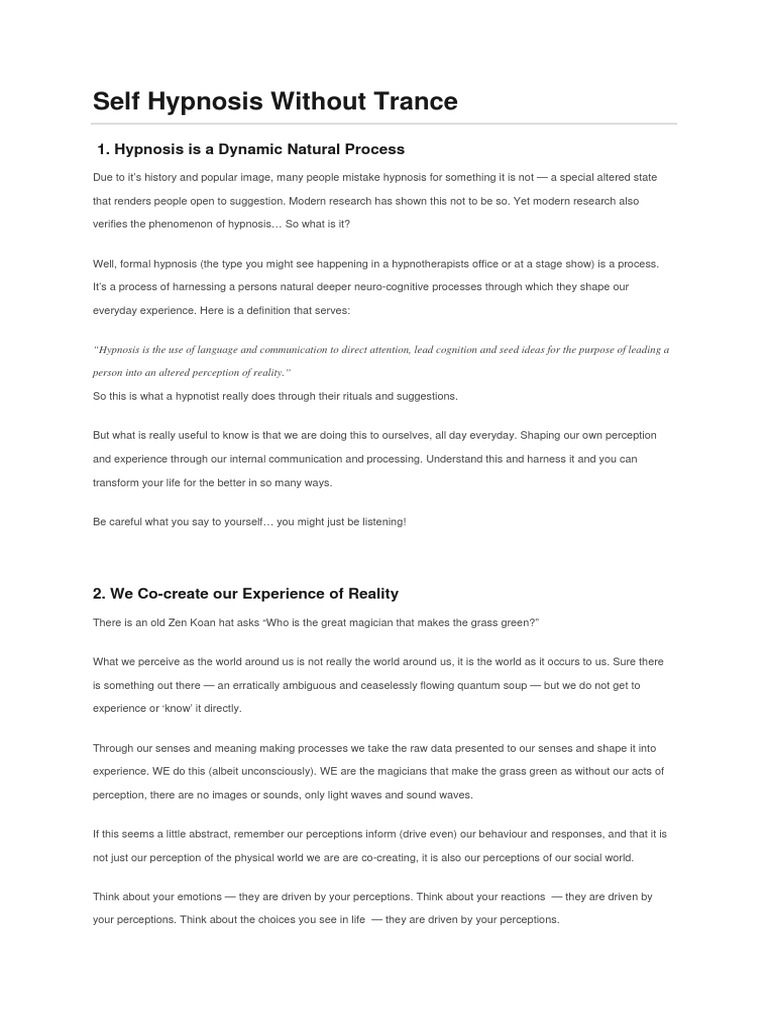 James Tripp - Hypnosis Without Trance | PDF | Hypnosis | Consciousness