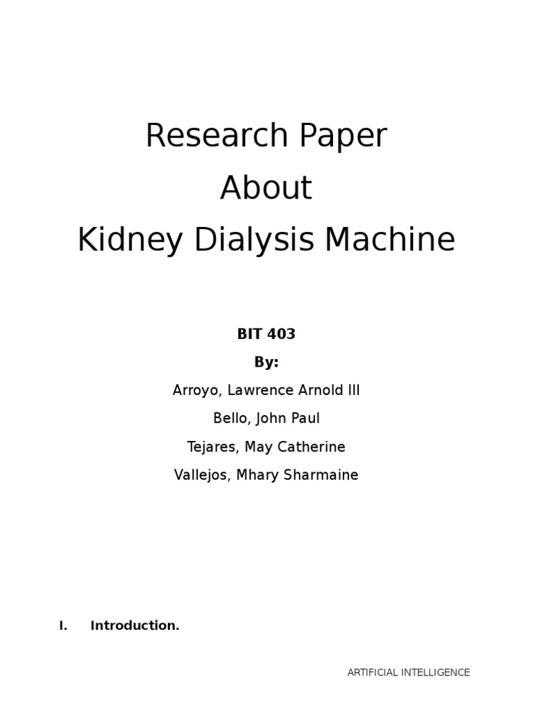 Research Paper About Kidney Dialysis Machine | PDF | Dialysis ...