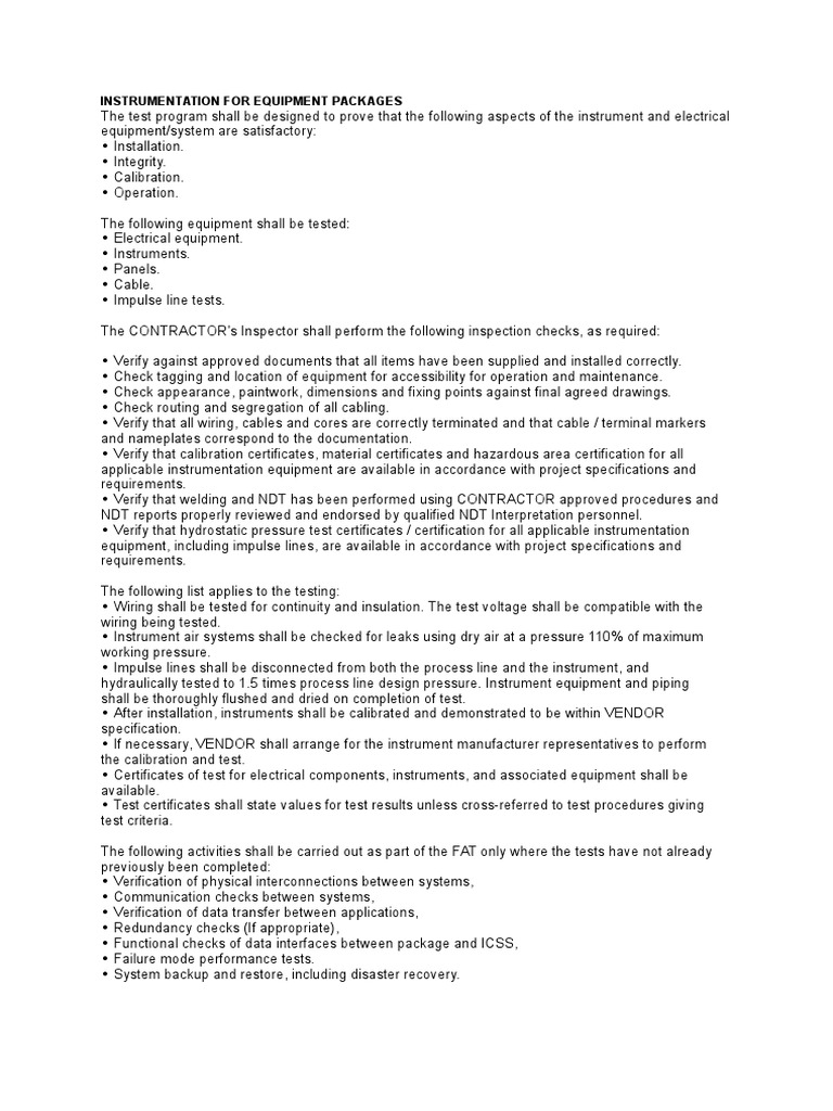Instrumentation For Equipment Packages | PDF | Programmable Logic ...