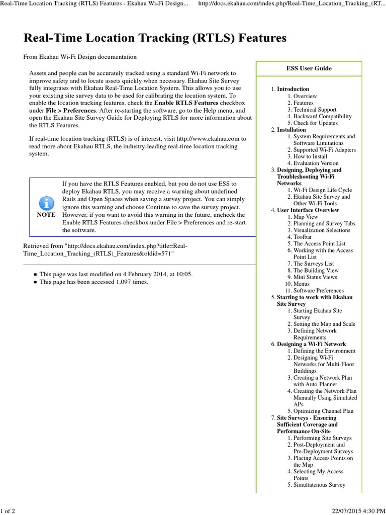 Real-Time Location Tracking (RTLS) Features - Ekahau Wi-Fi Design ...
