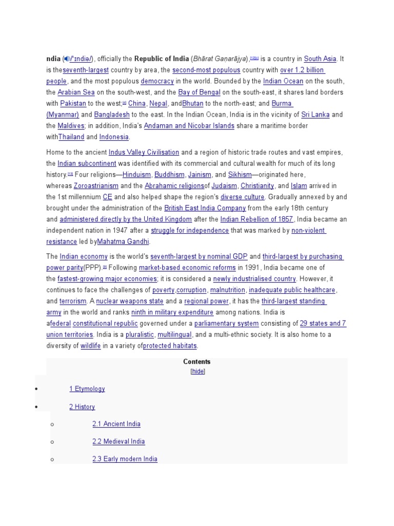 Ndia ( | Download Free PDF | Indian Subcontinent | South Asia