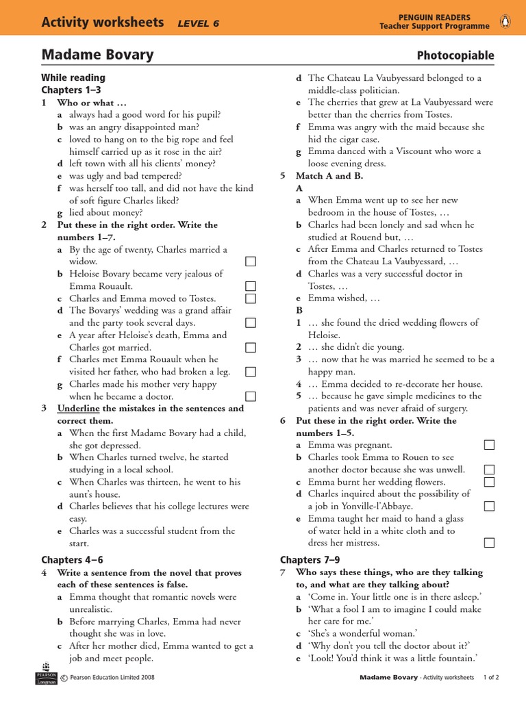 Madame Bovary Test | PDF | Madame Bovary