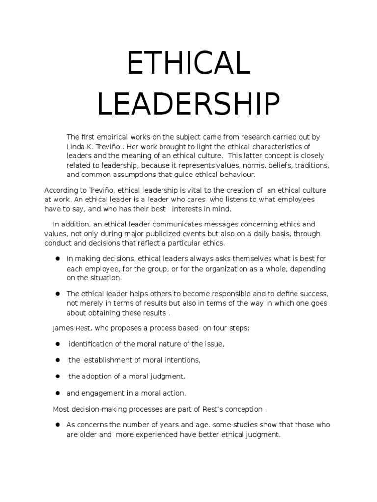 Ethical Leadership | PDF | Leadership | Morality