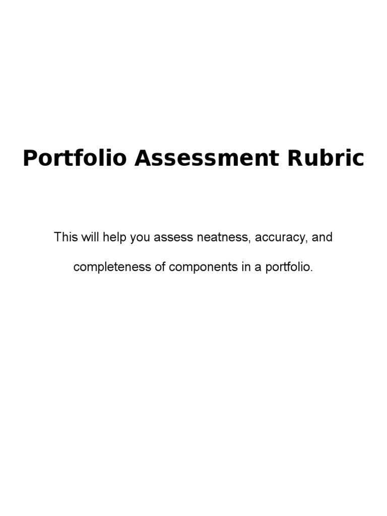Portfolio Assessment Rubric | PDF | Educational Assessment | Quality Of ...