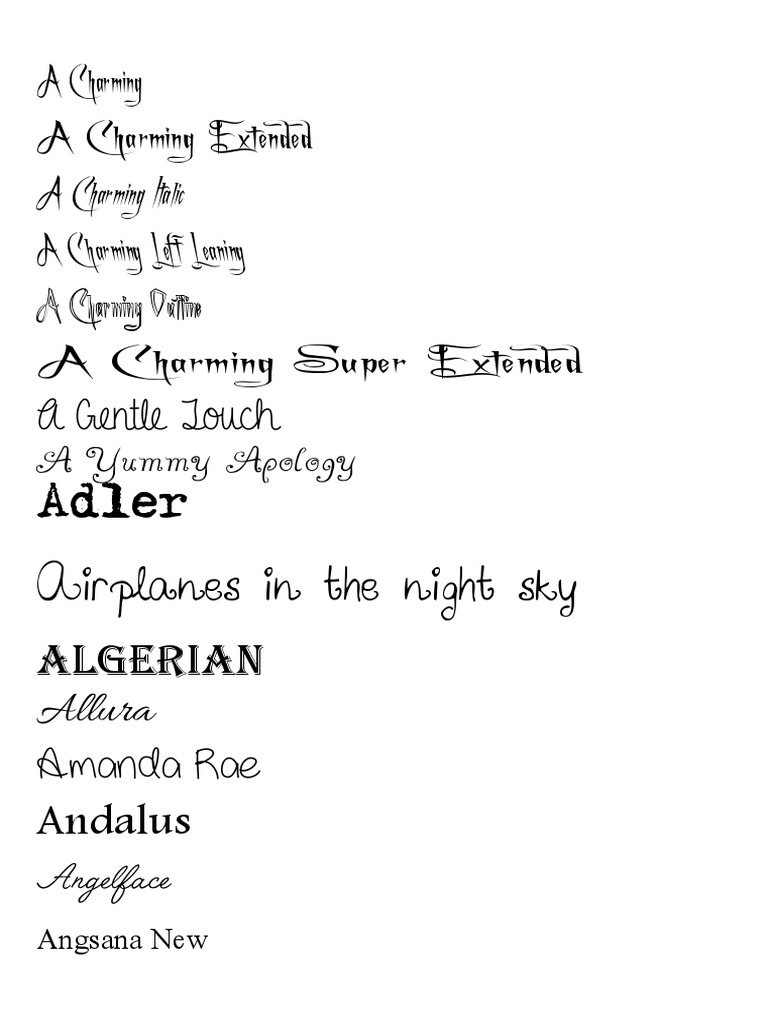 Fonts List | PDF | Digital Typography | Typefaces