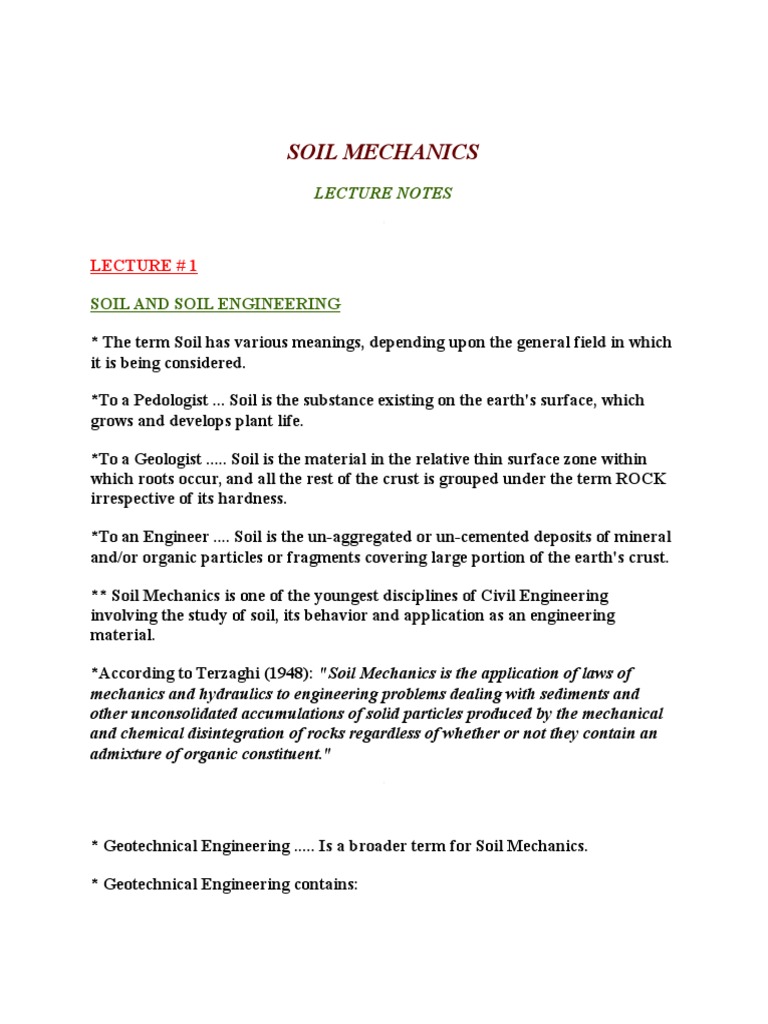 Soil Mechanics Lecture | PDF | Soil Mechanics | Soil